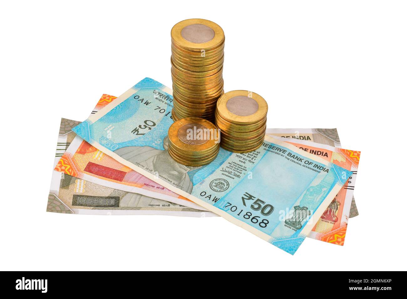Rupees Isolated on White Background with Clipping Path, Indian Currency ...
