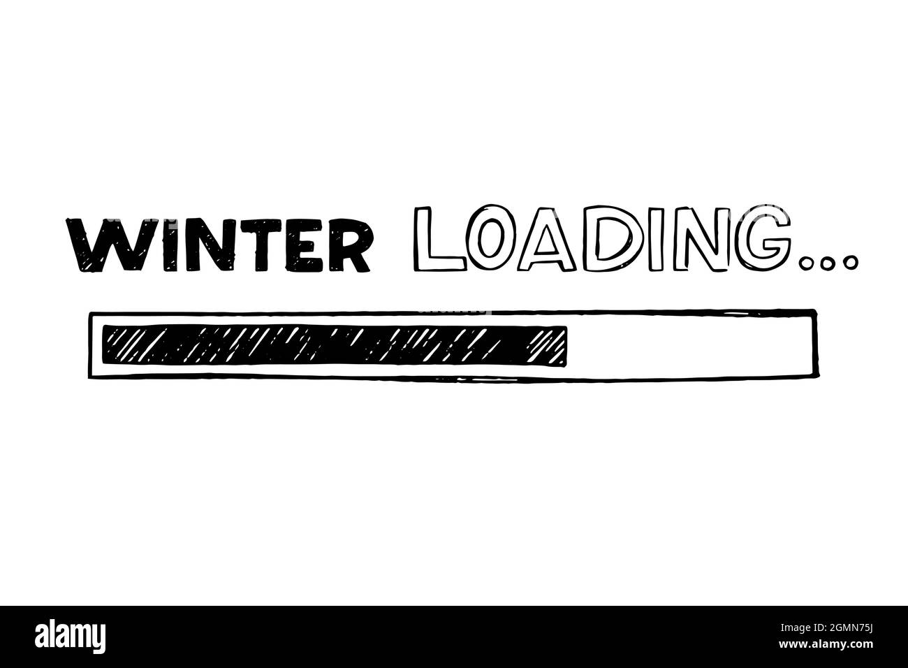 Progress bar in doodle sketch style. Winter loading icon image. Hand ...