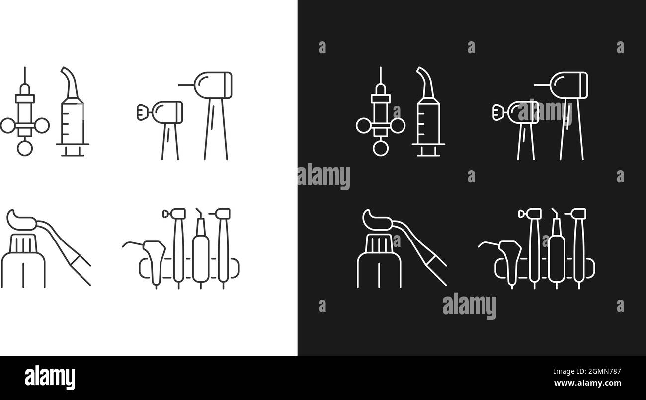 Oral surgery tools linear icons set for dark and light mode Stock ...