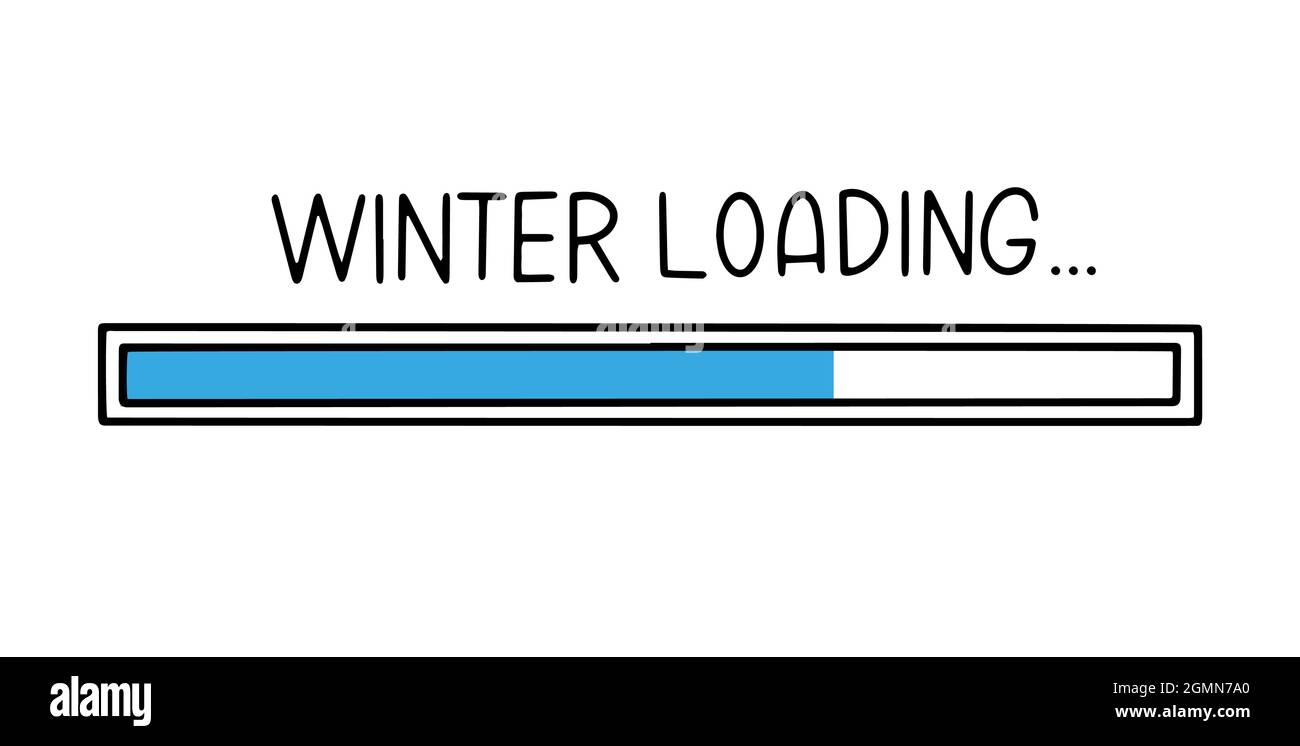 Progress bar in doodle sketch style. Winter loading icon image. Hand ...