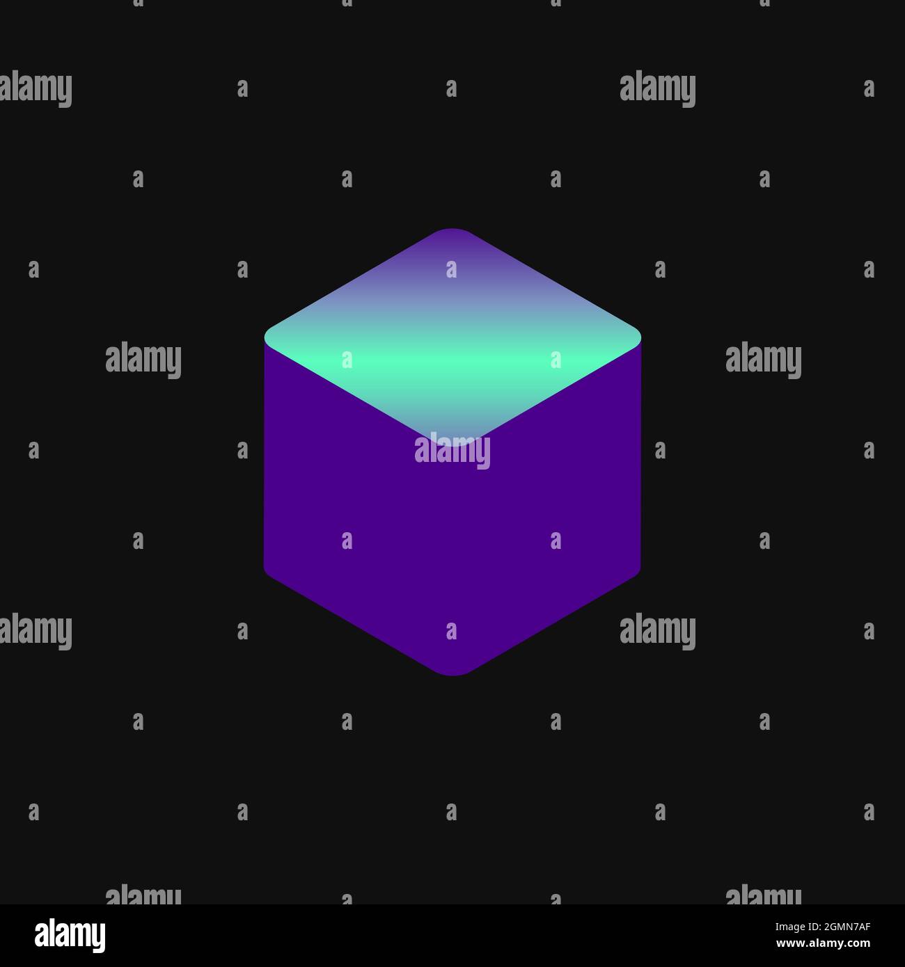 Violet 3D Cube on Black Background. Modern Gradient Isolated Element ...