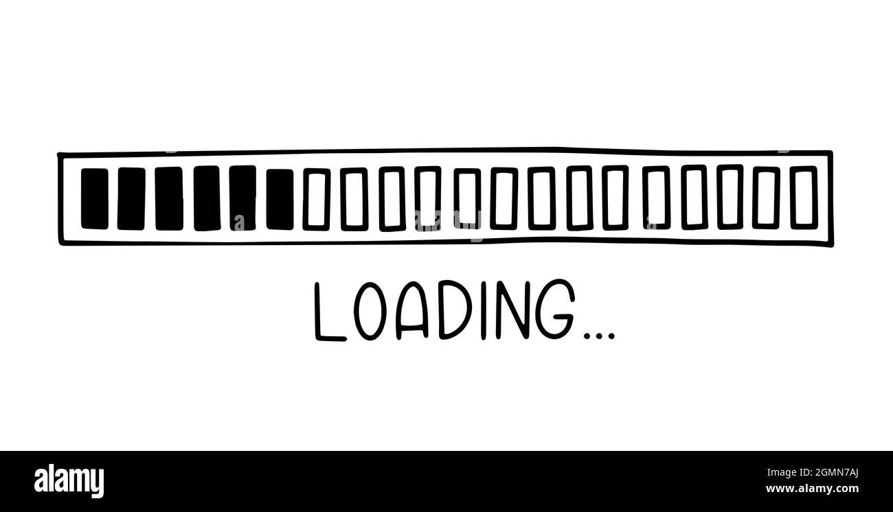 Progress bar in doodle sketch style. Loading icon image. Hand drawn ...