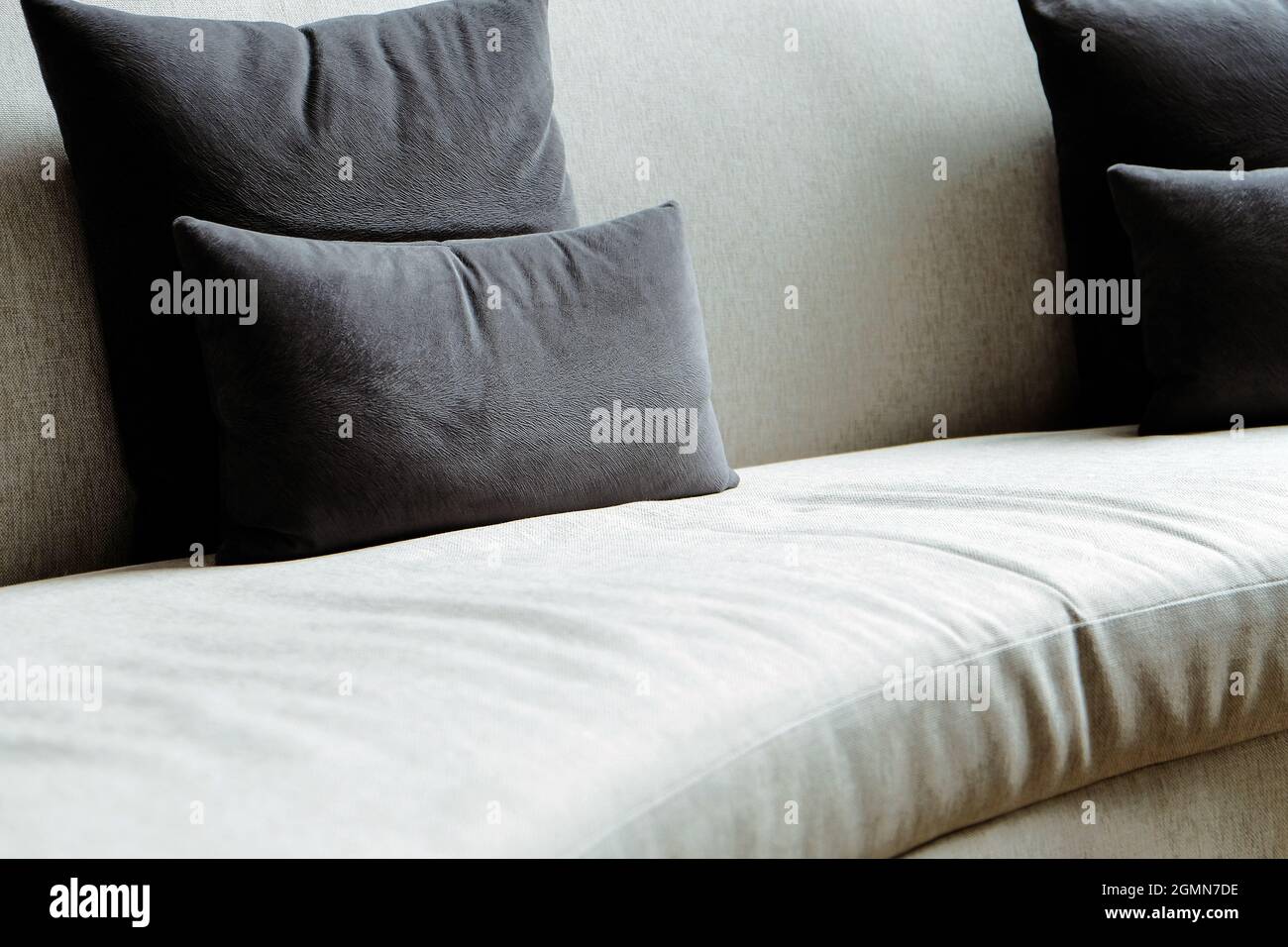 Detail image of cushion on sofa, modern living room Stock Photo - Alamy