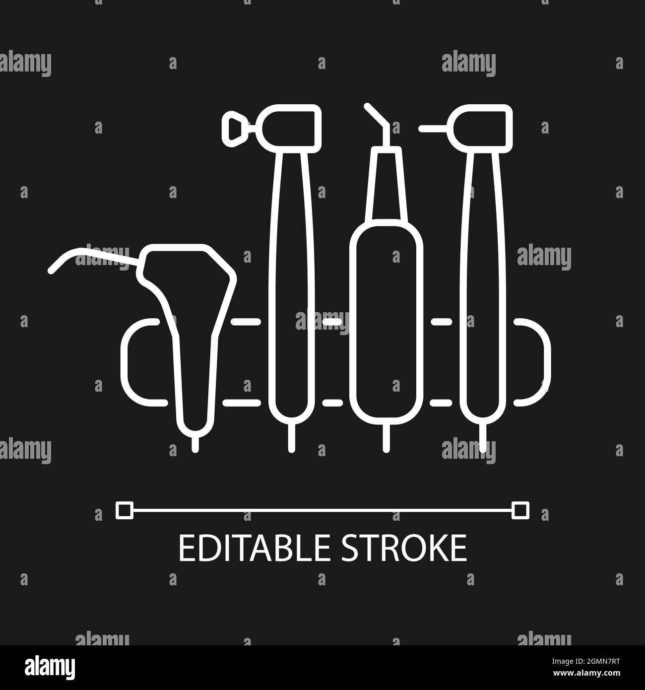 Dental machine unit white linear icon for dark theme Stock Vector Image ...