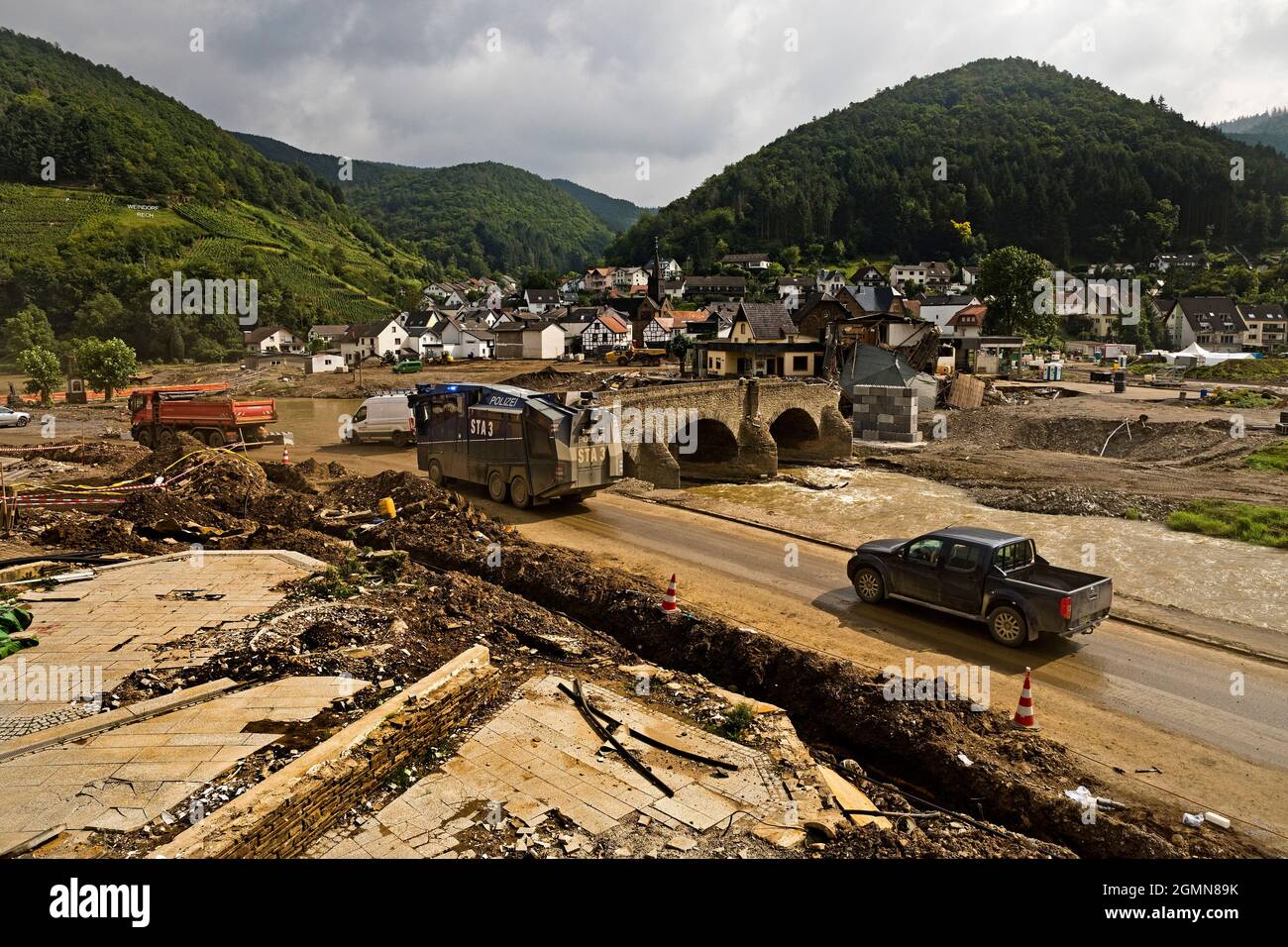 flood disaster 2021 Ahrtal, Ahr valley, clearing works at ...