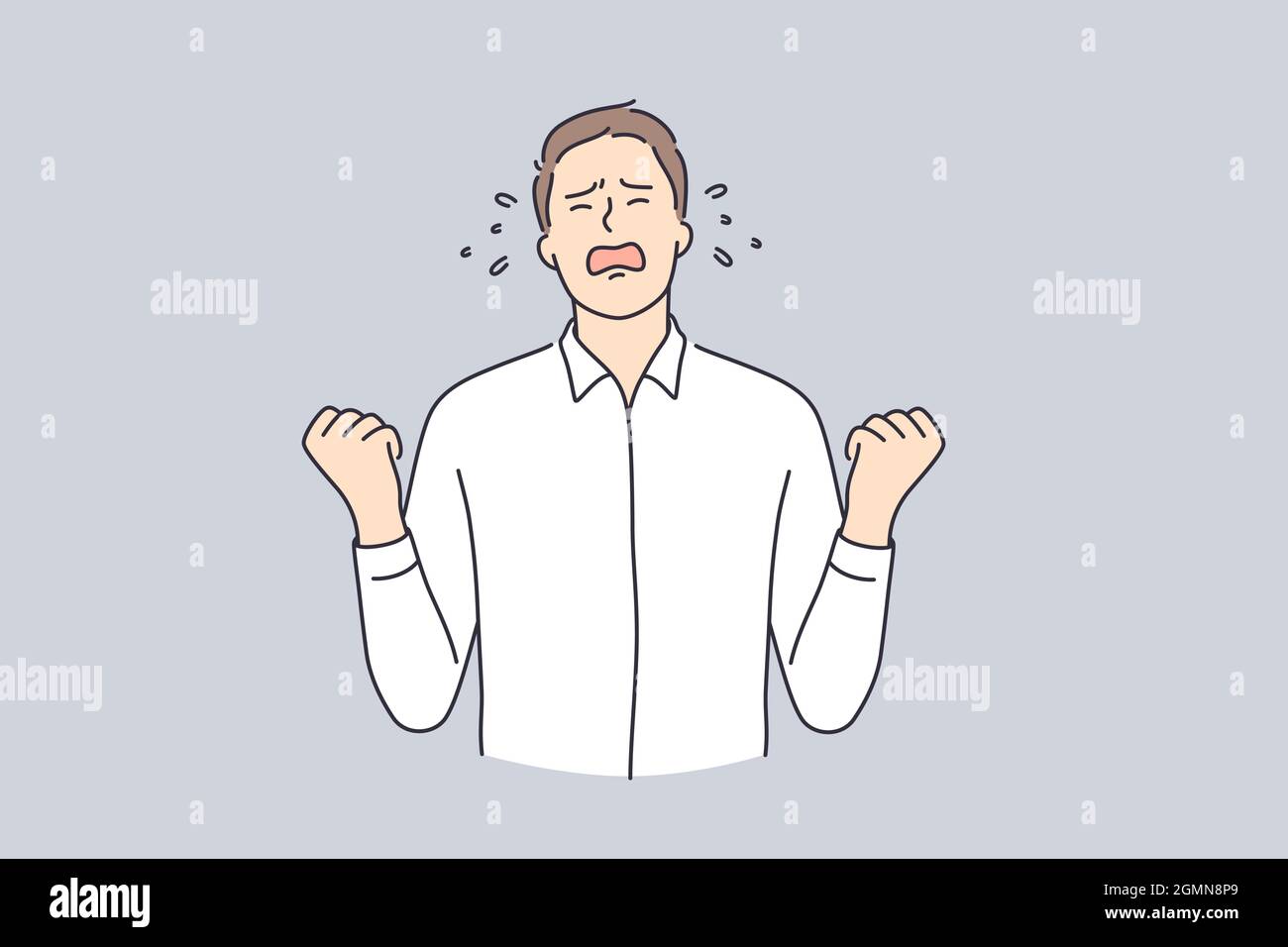 Anger, business crisis, emotions concept. Young angry furious ...