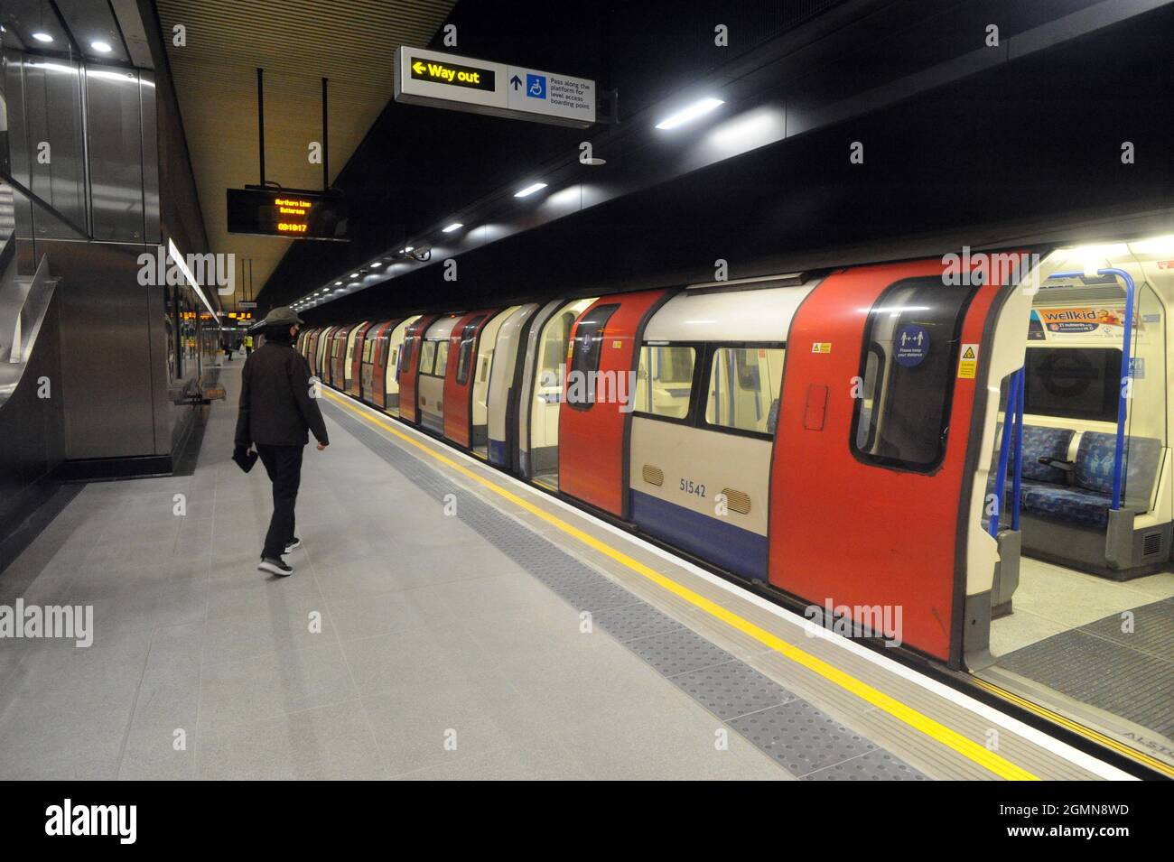 London, UK, 20 Sept 2021 Battersea Power Station underground station on ...