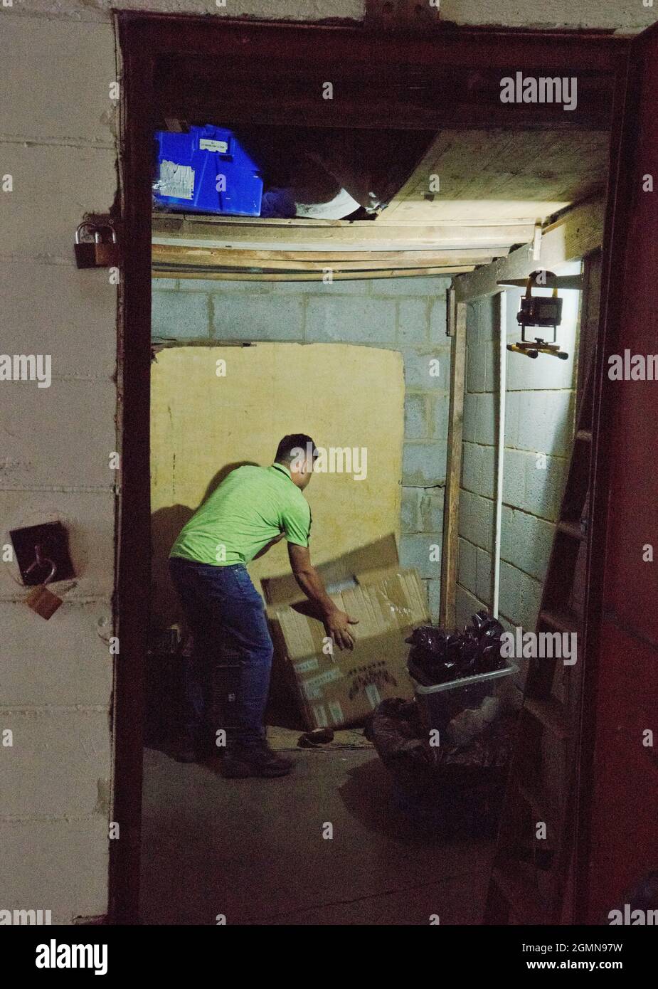Storage space for street traders at Petticoat Lane market in London ...