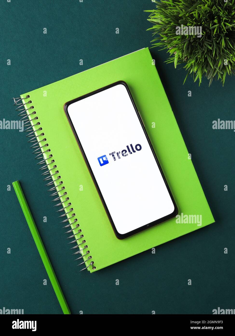 Assam, india - April 19, 2021 : Trello logo on phone screen stock image ...