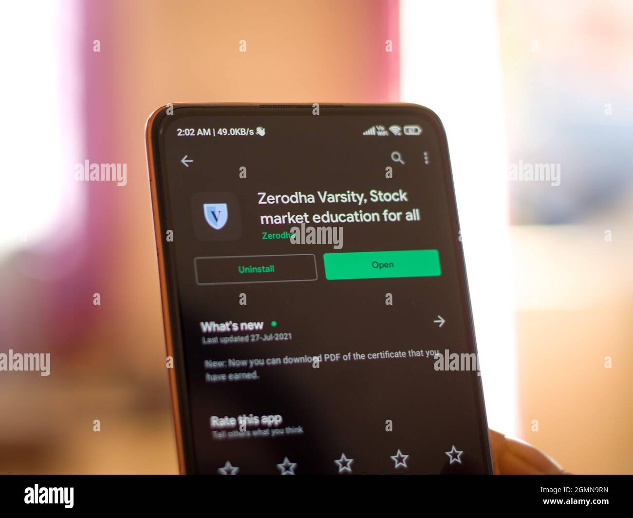 West Bangal, India - August 21, 2021 : Versity by zerodha logo on phone ...
