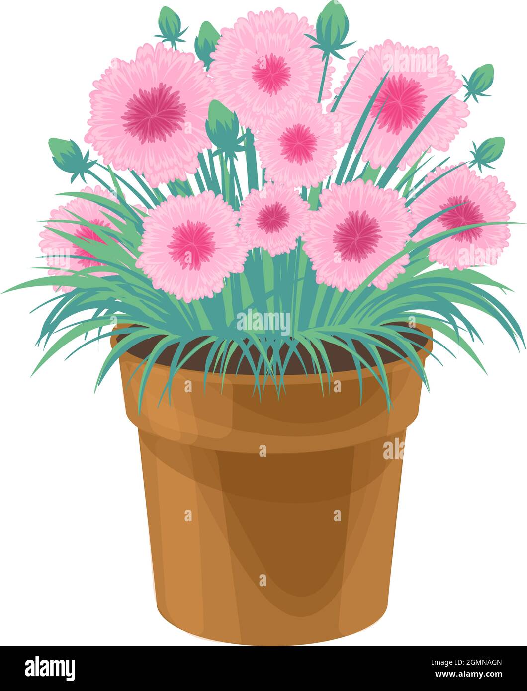 Spring colorful flowers in pots Vector plants for home and garden ...