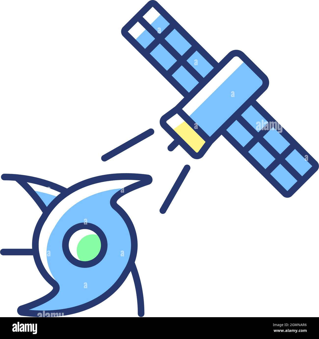 Weather, climate monitoring satellite blue RGB color icon Stock Vector ...