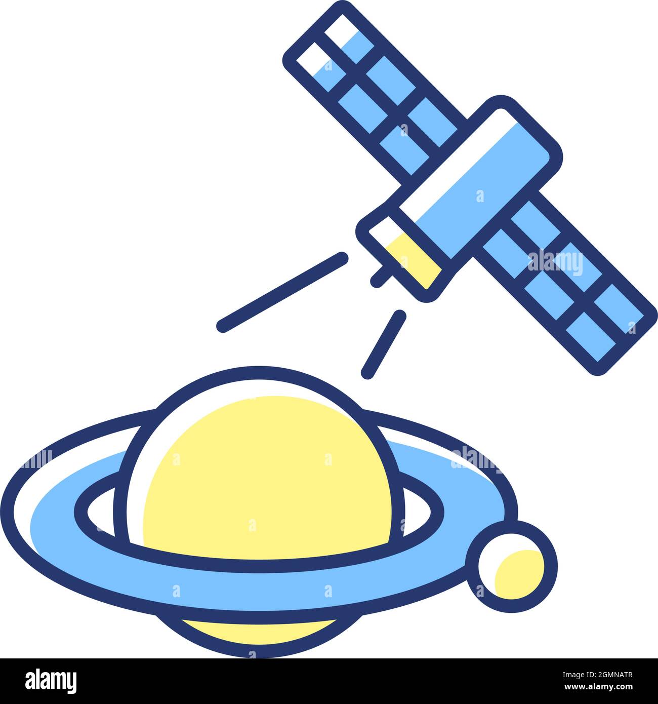 Planets observation process yellow RGB color icon Stock Vector Image ...