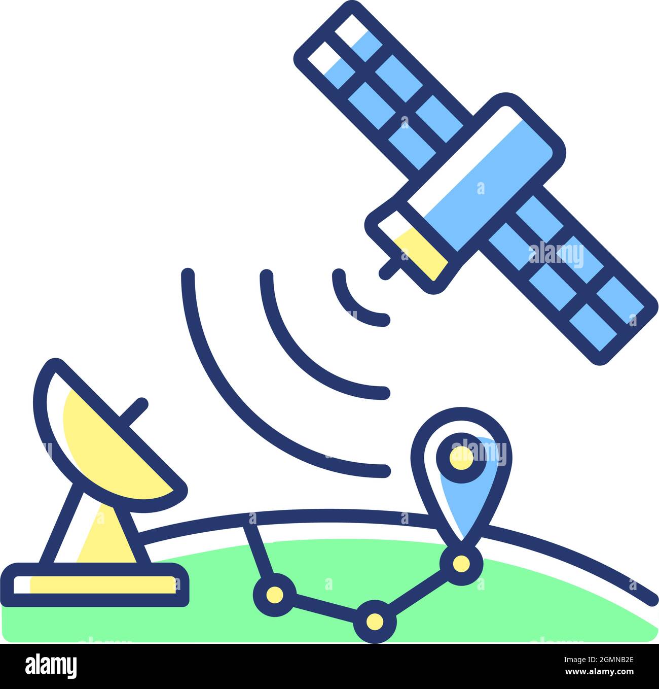 Global Positioning System blue, green RGB color icon Stock Vector Image ...