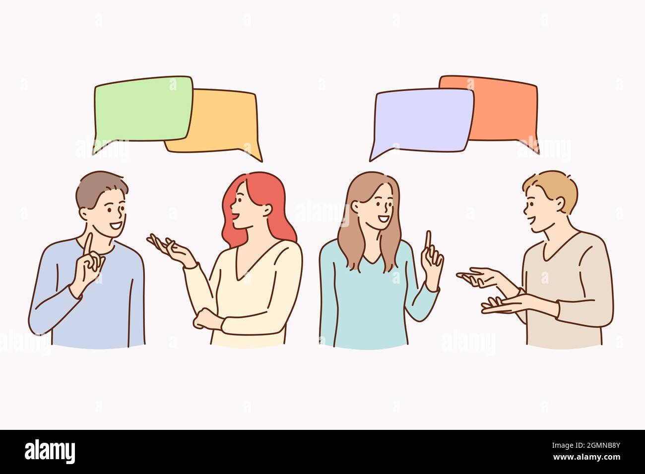 Communication, talking, chatting and discussion concept. Young people ...