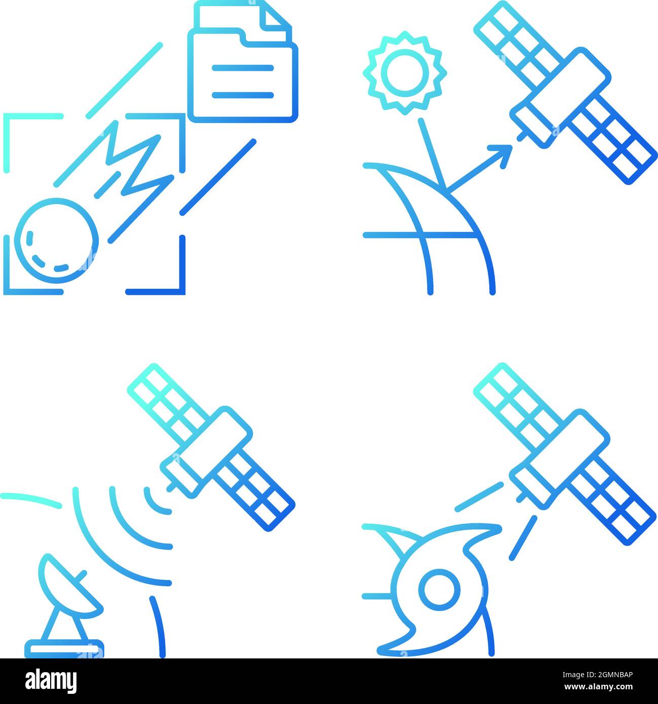 Climate monitoring satellites gradient linear vector icons set Stock ...