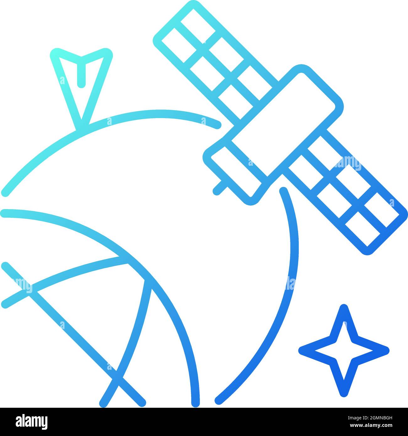 Satellite location in space gradient linear vector icon Stock Vector ...