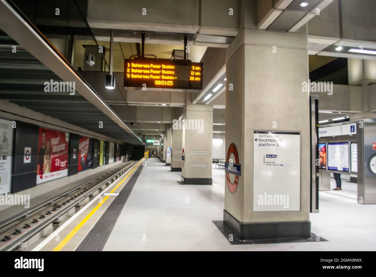 NINE ELMS, LONDON, ENGLAND- 20 September 2021: Dot Matrix sign at Nine ...