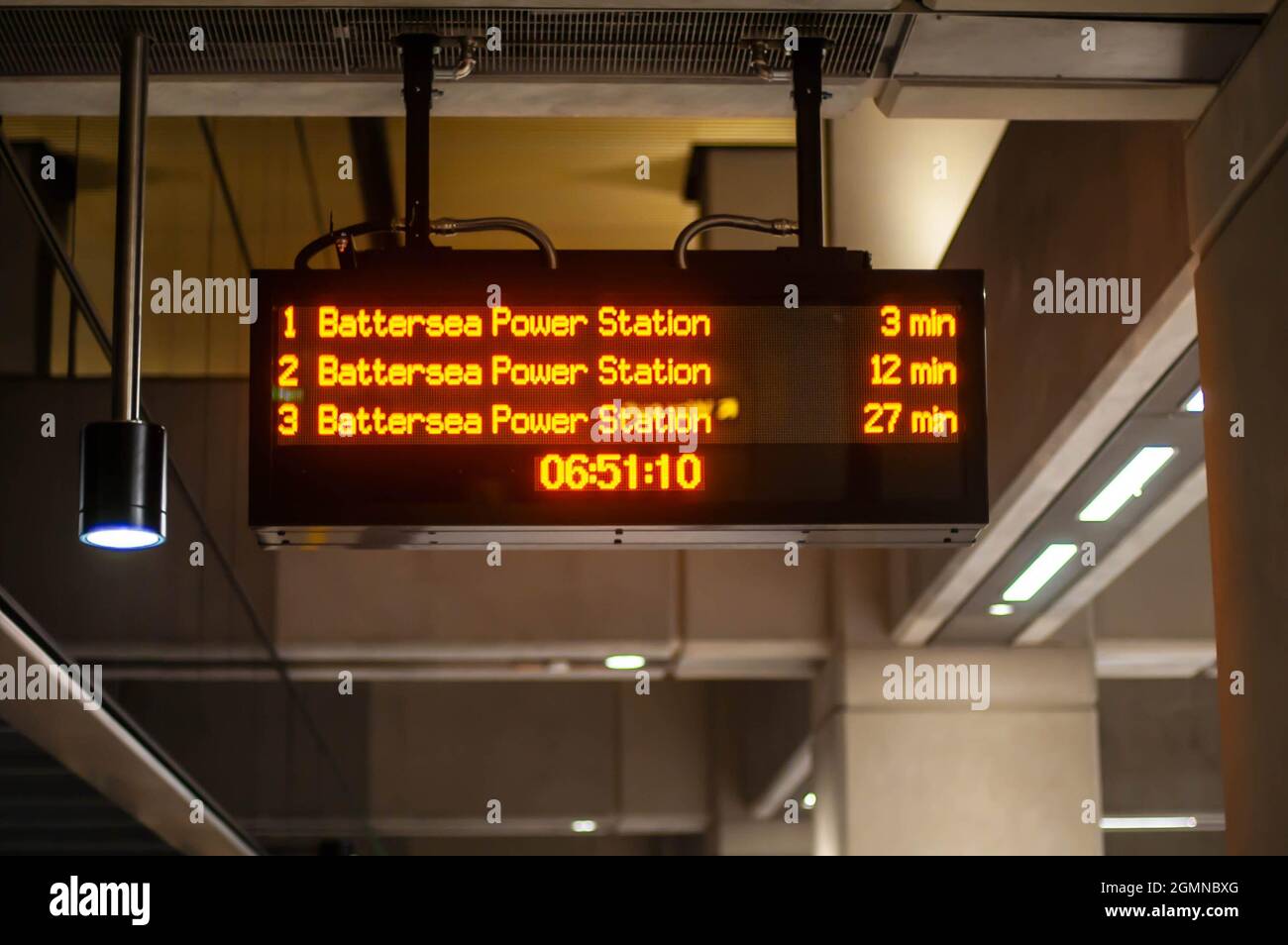 NINE ELMS, LONDON, ENGLAND- 20 September 2021: Dot Matrix sign at Nine ...