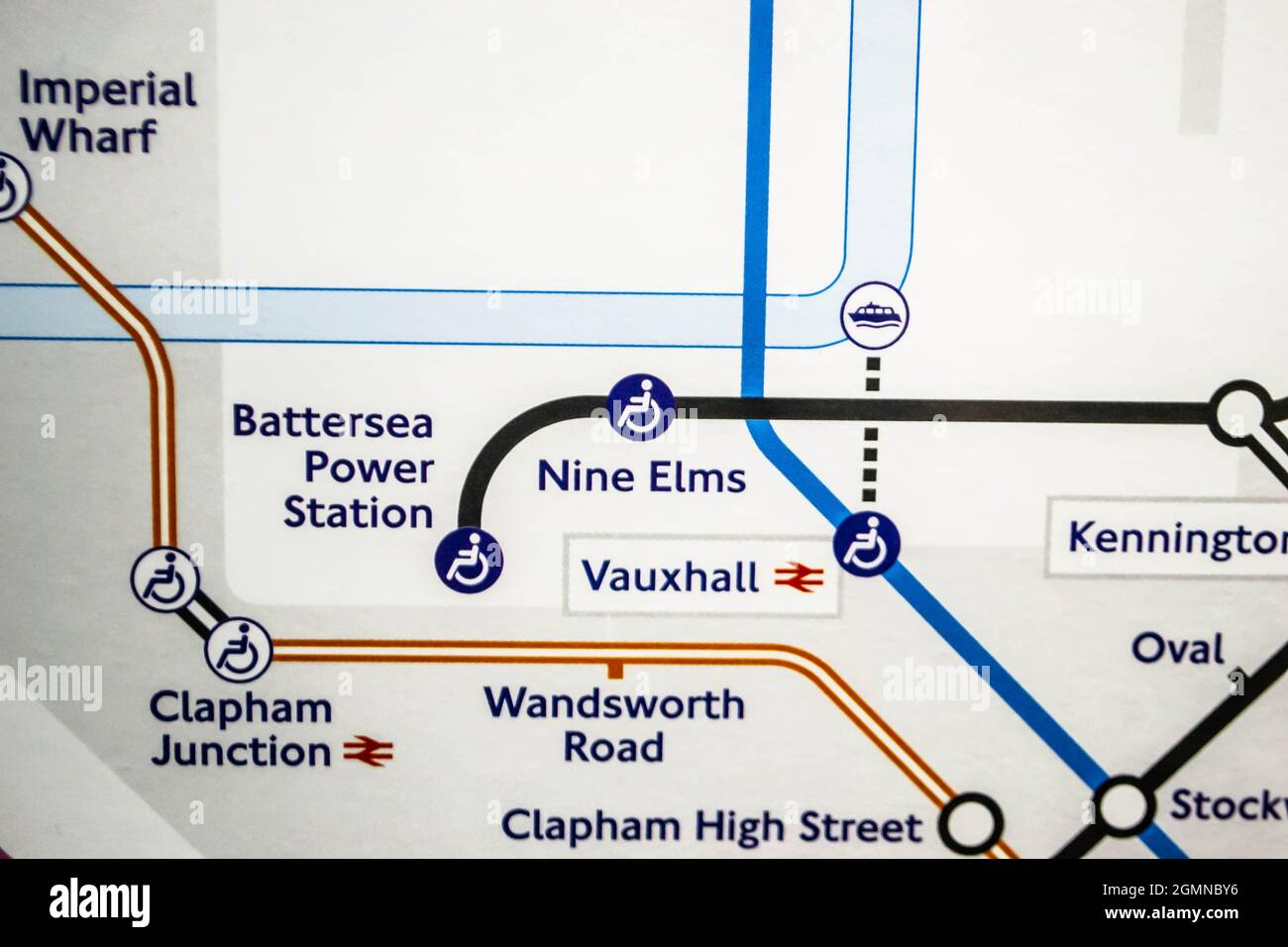 NINE ELMS, LONDON, ENGLAND- 20 September 2021: Updated tube map ...