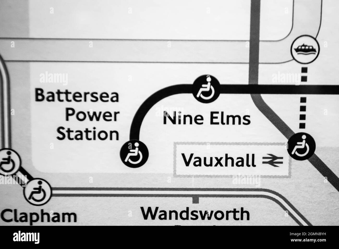NINE ELMS, LONDON, ENGLAND- 20 September 2021: Updated tube map ...