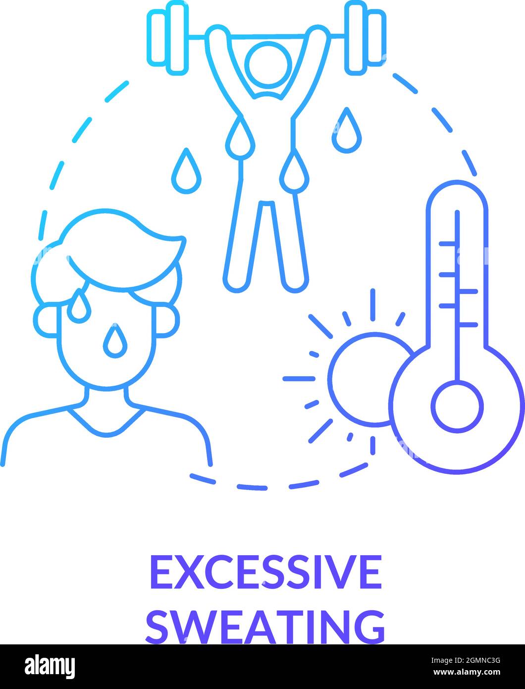 Excessive sweating blue gradient concept icon Stock Vector Image & Art ...