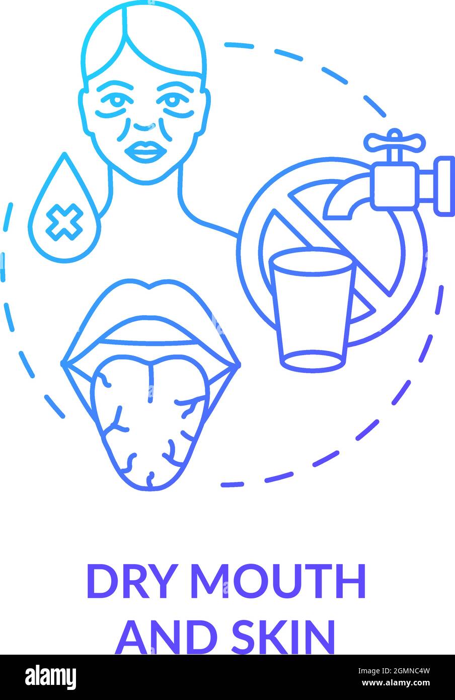 Dry mouth and skin blue gradient concept icon Stock Vector Image & Art ...