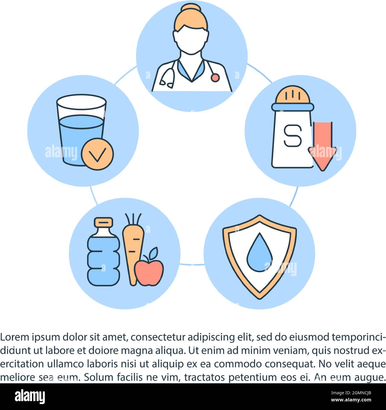 Dehydration treatment concept line icons with text Stock Vector Image ...