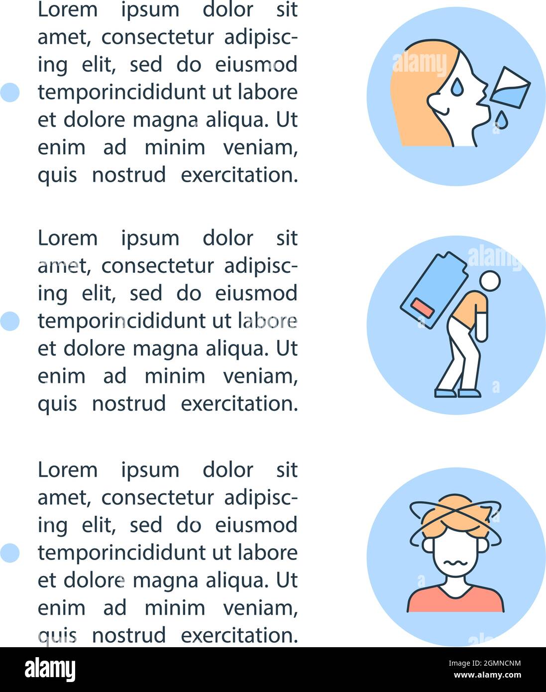 Dehydration symptom concept line icons with text Stock Vector Image ...