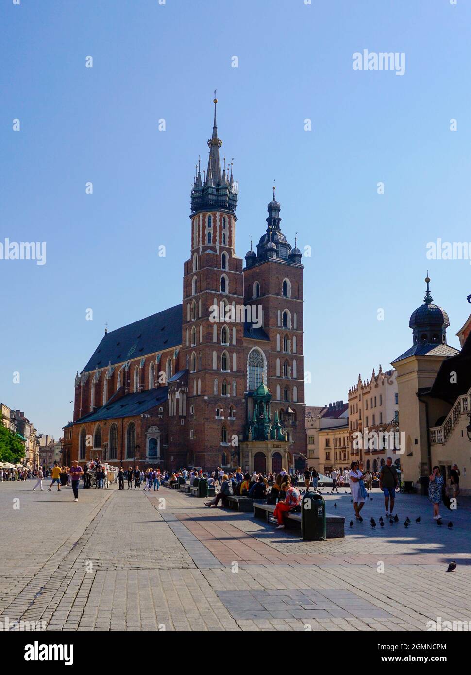 Krakow, Poland - 15 September, 2021: view of the historic St. Mary's ...
