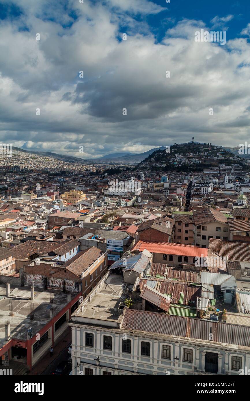 Aerial view of Quito with El Panecillo hill, Ecuador Stock Photo - Alamy