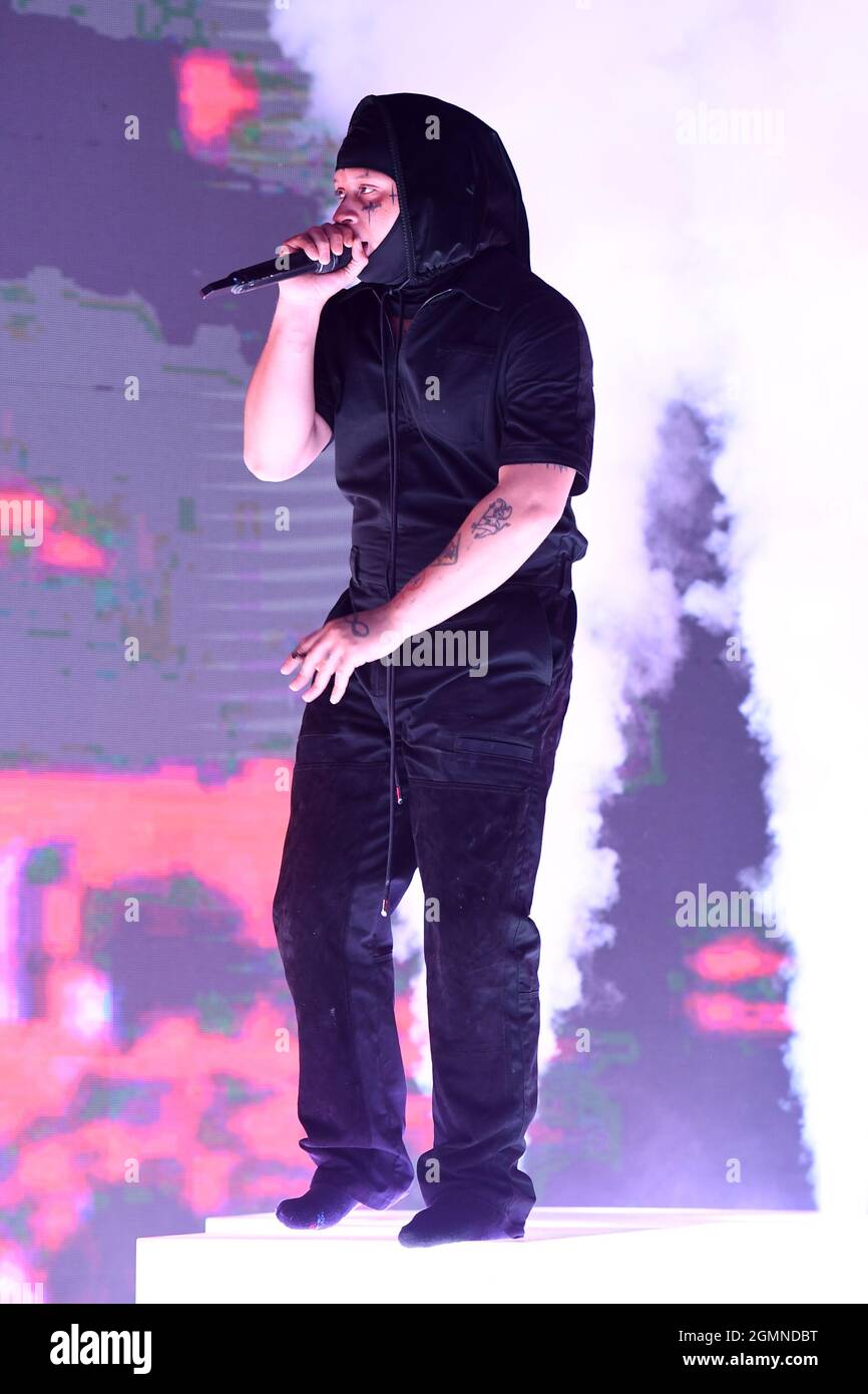 Miami FL, USA. 19th Sep, 2021. Trippie Redd performs during the Tripp ...