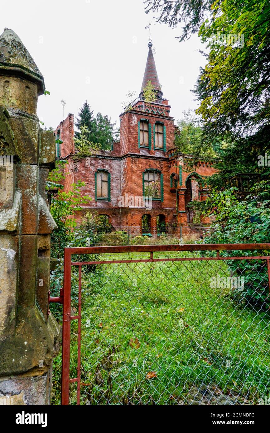 Sokolowsko, Poland - 18 September, 2021: view of the ruins of the ...