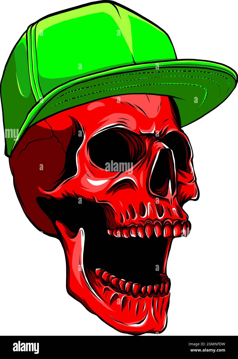 skull head with snap back vector illustration Stock Vector Image & Art ...