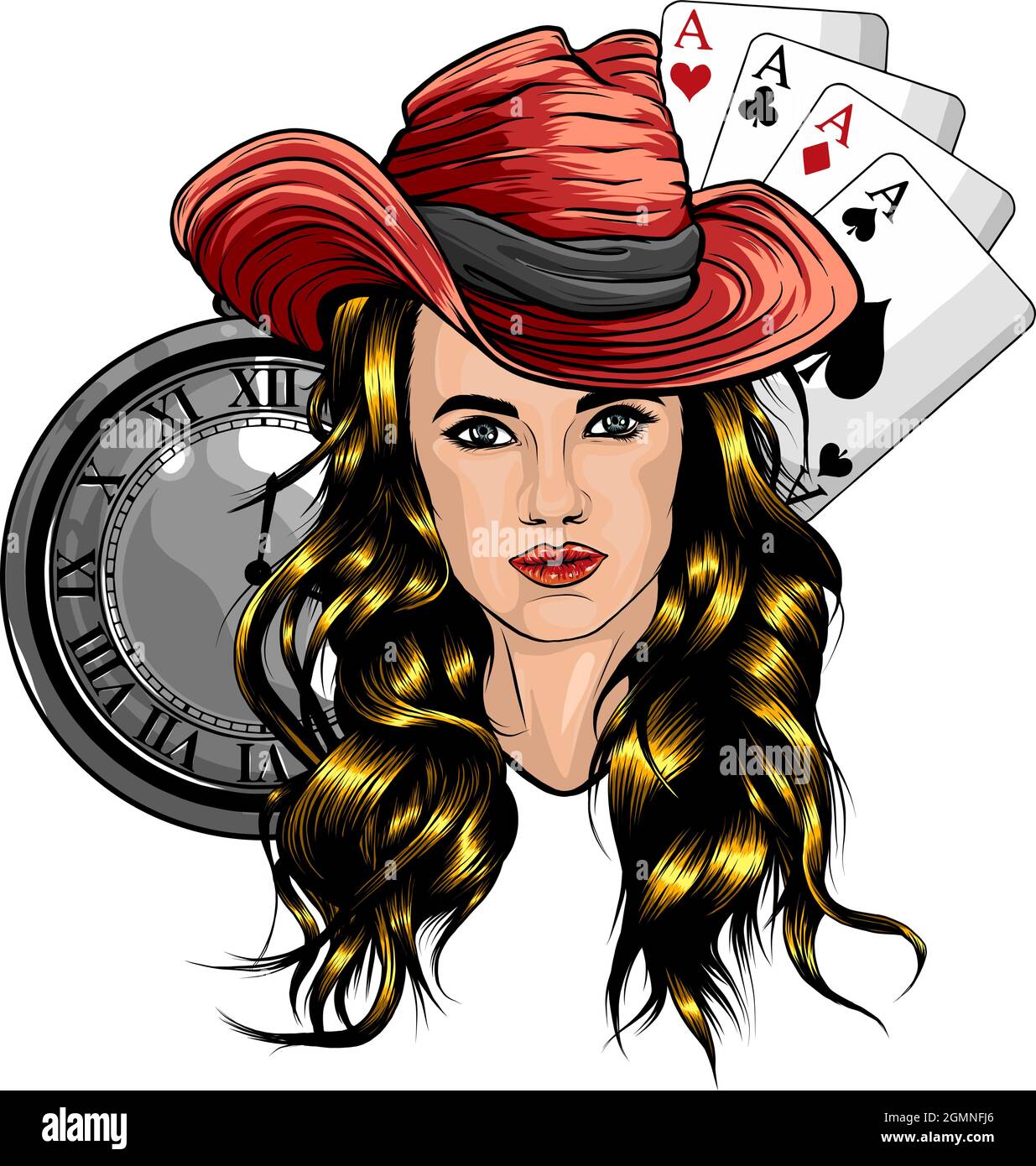 Woman holding alarm clock Stock Vector Images - Alamy