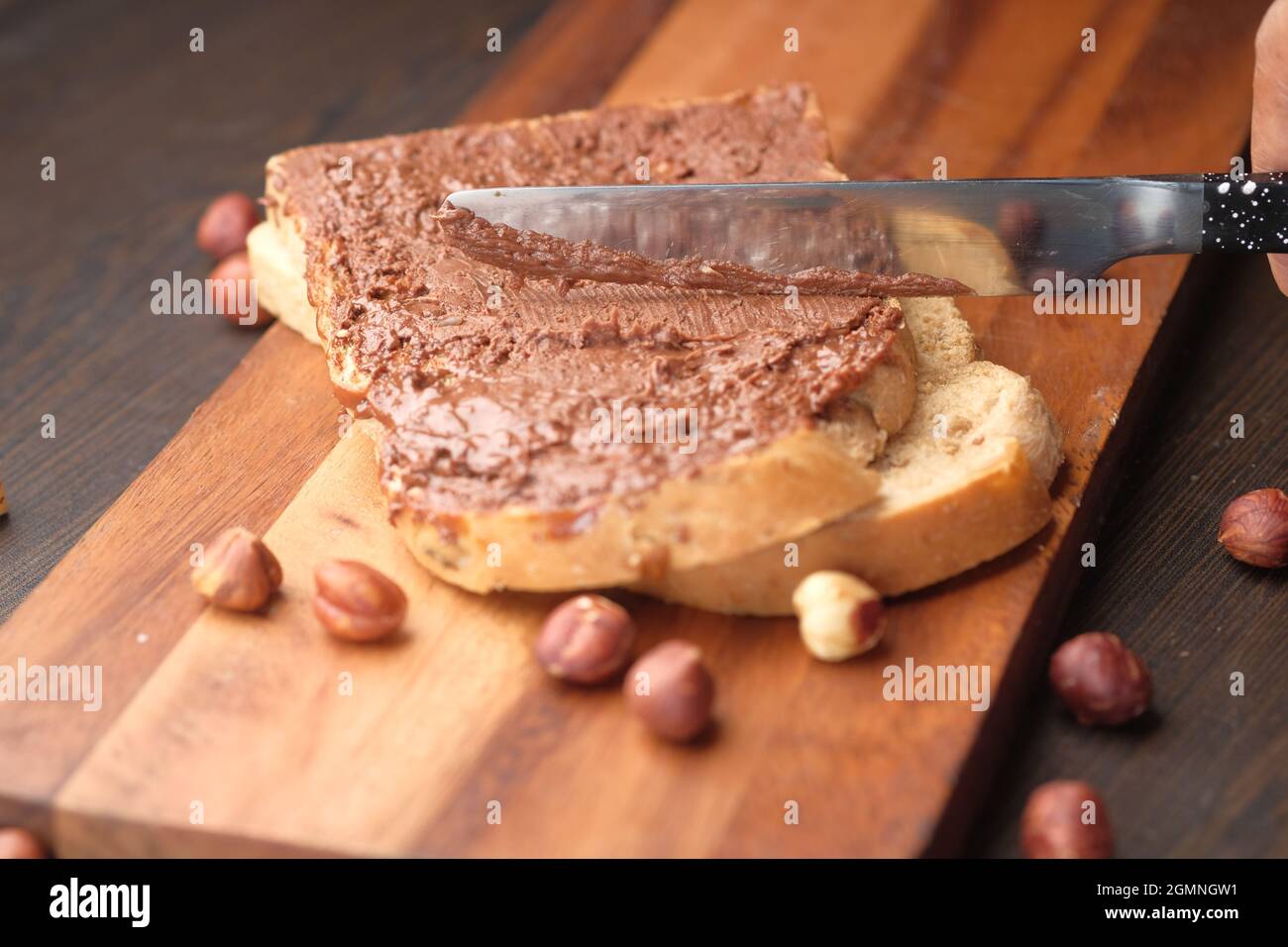 Chocolate Hazelnut Spread on Toast Stock Photo - Alamy