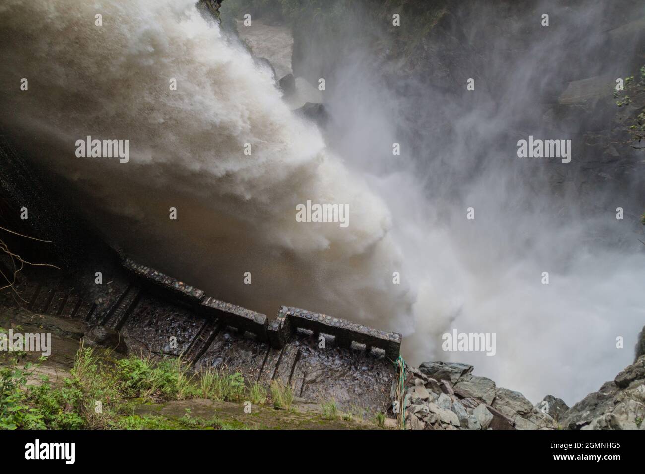 Pailon del Diablo (Devil's Cauldron) waterfall near Banos town, Ecuador ...