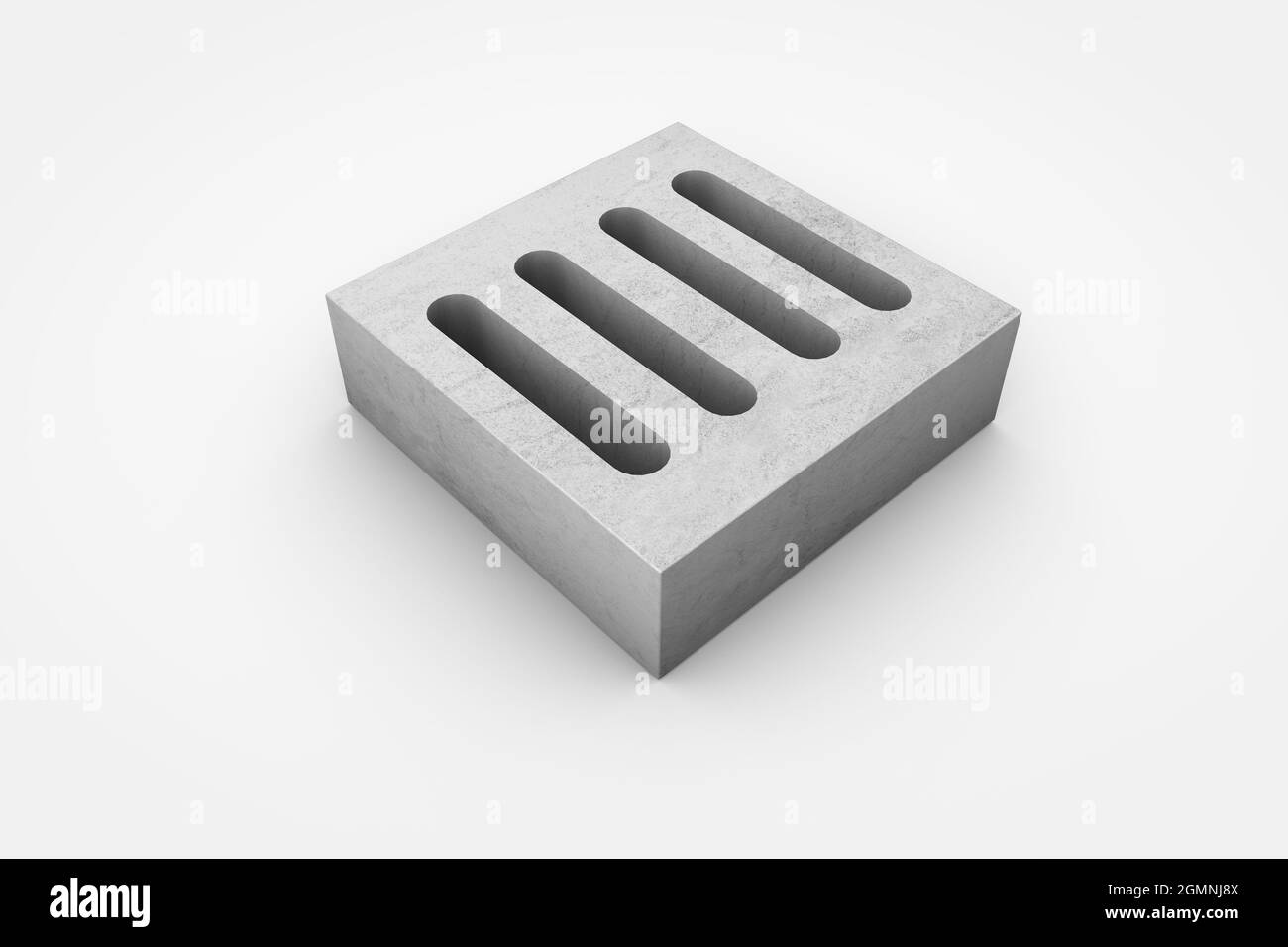 Prefabricated concrete materials, cement panels and tubes on a white ...