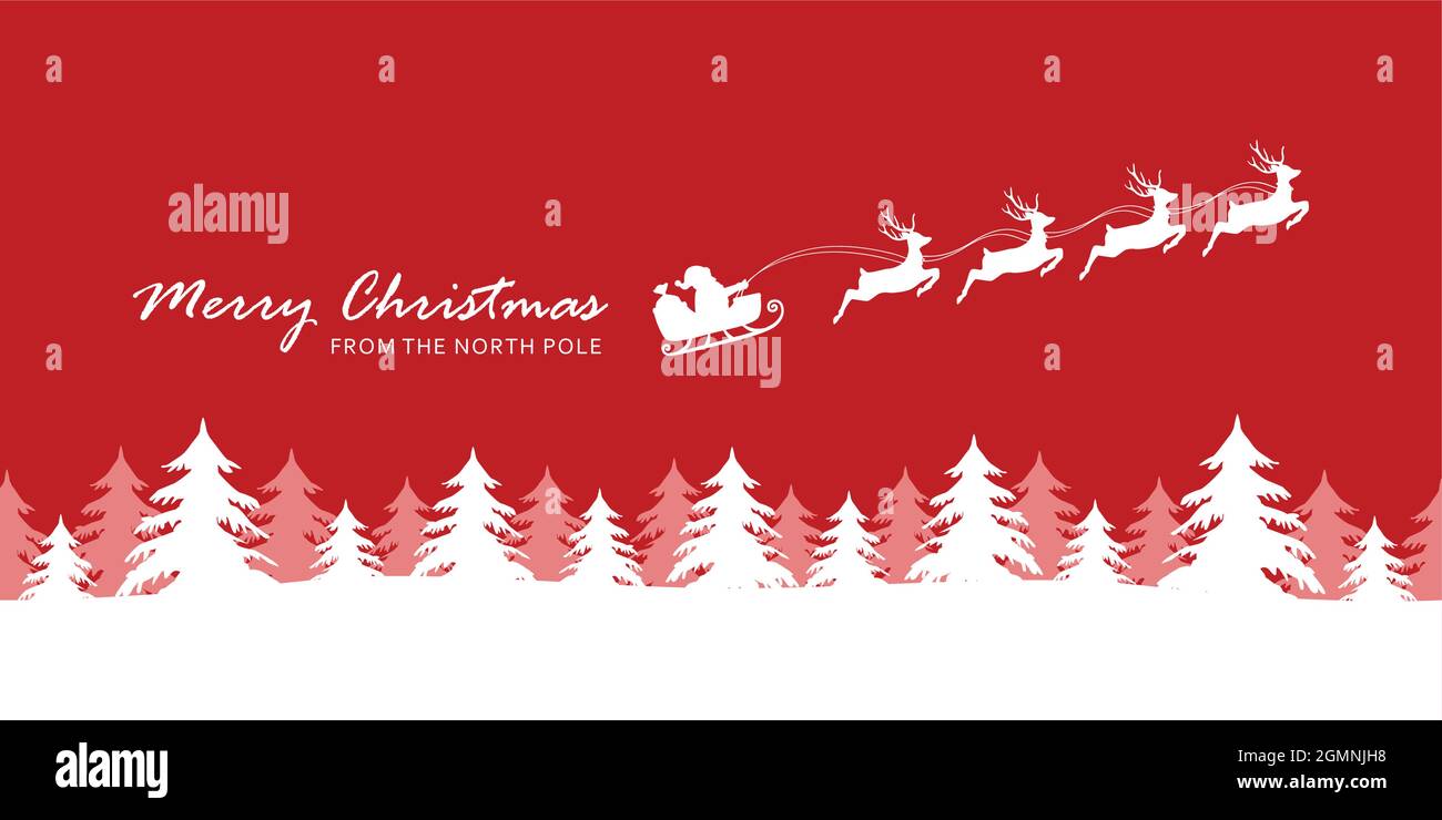 christmas banner santa claus in a sleigh with reindeer Stock Vector ...