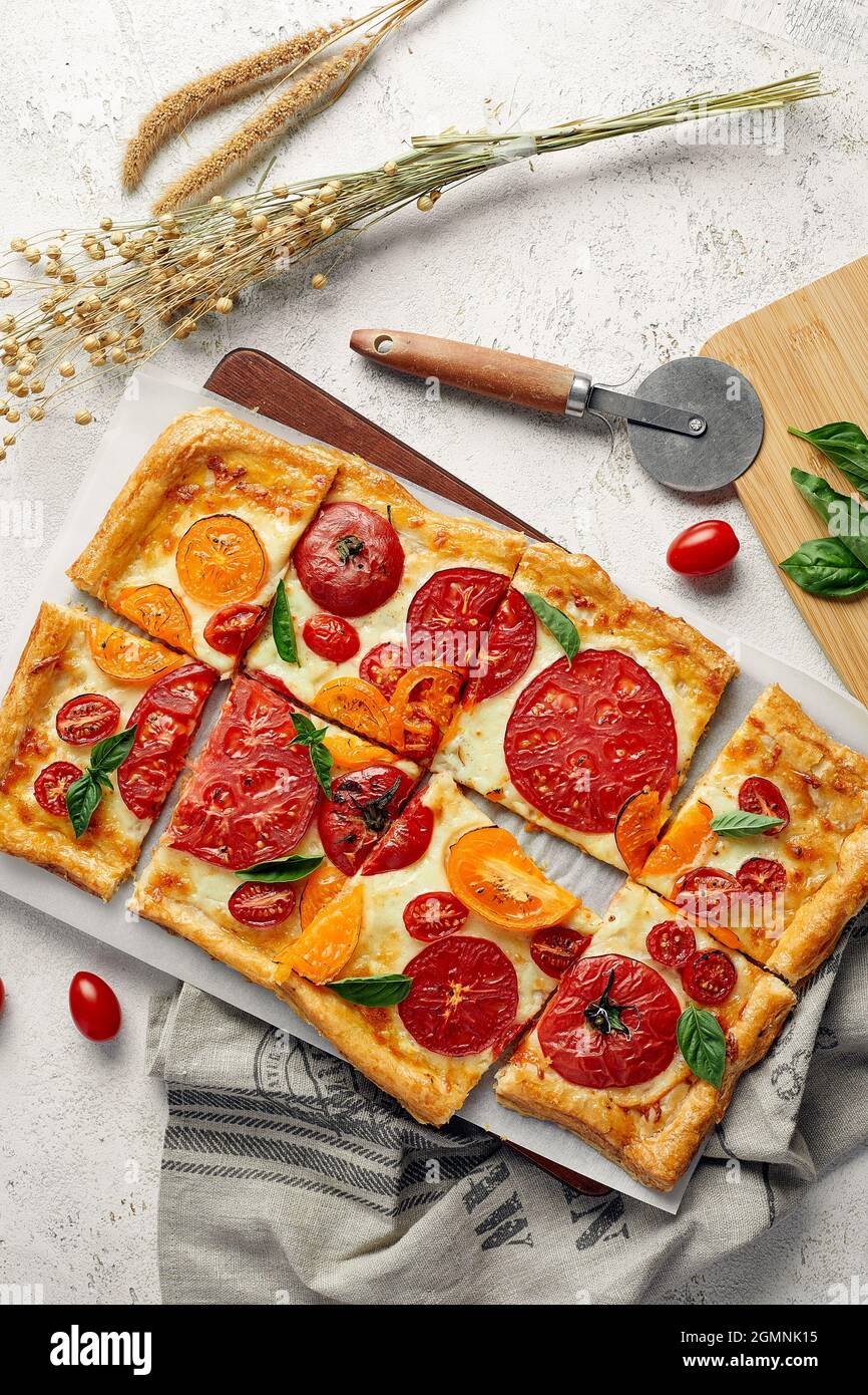 Square slice margherita pizza hi-res stock photography and images - Alamy