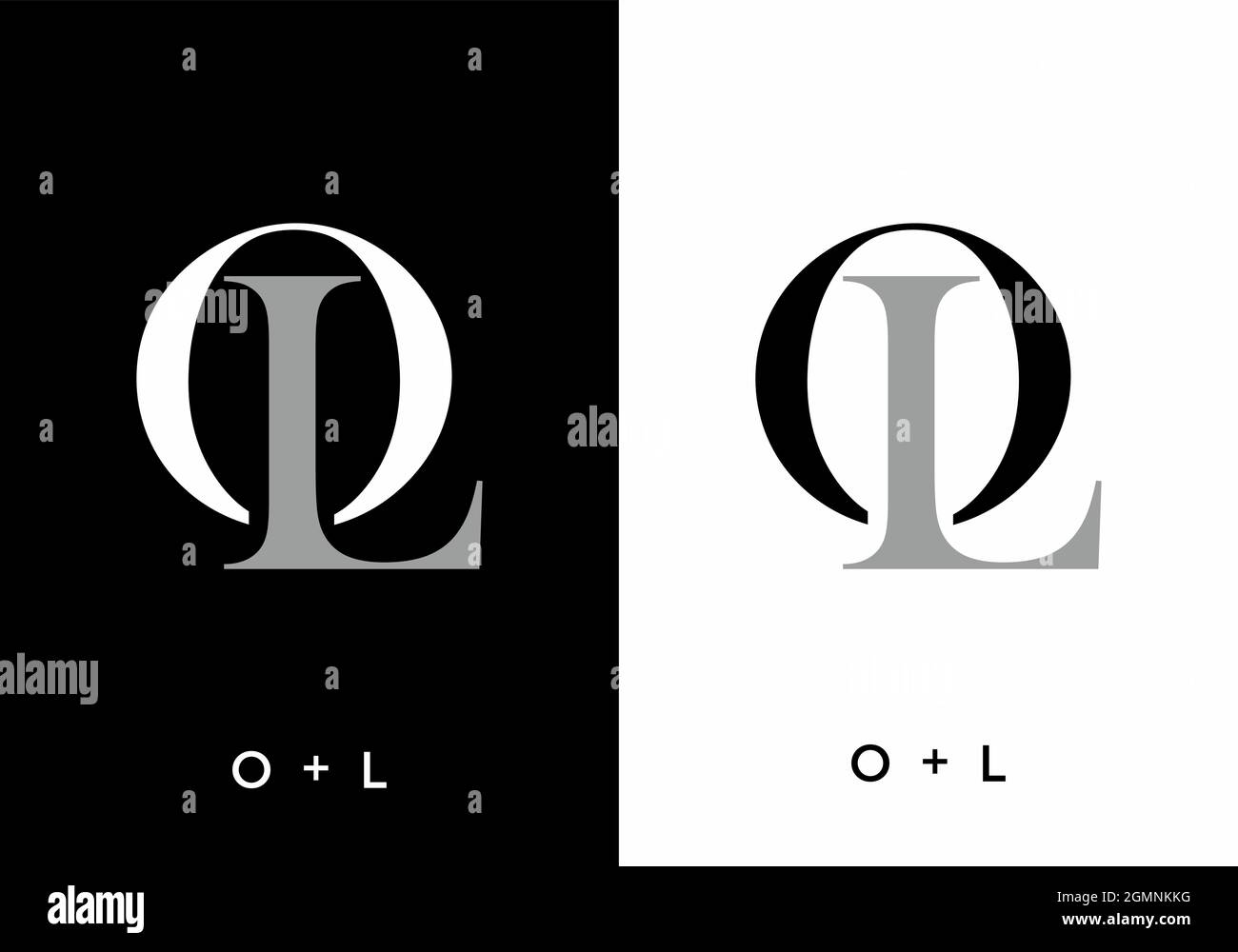 Black white grey color of OL initial letter design Stock Vector Image ...