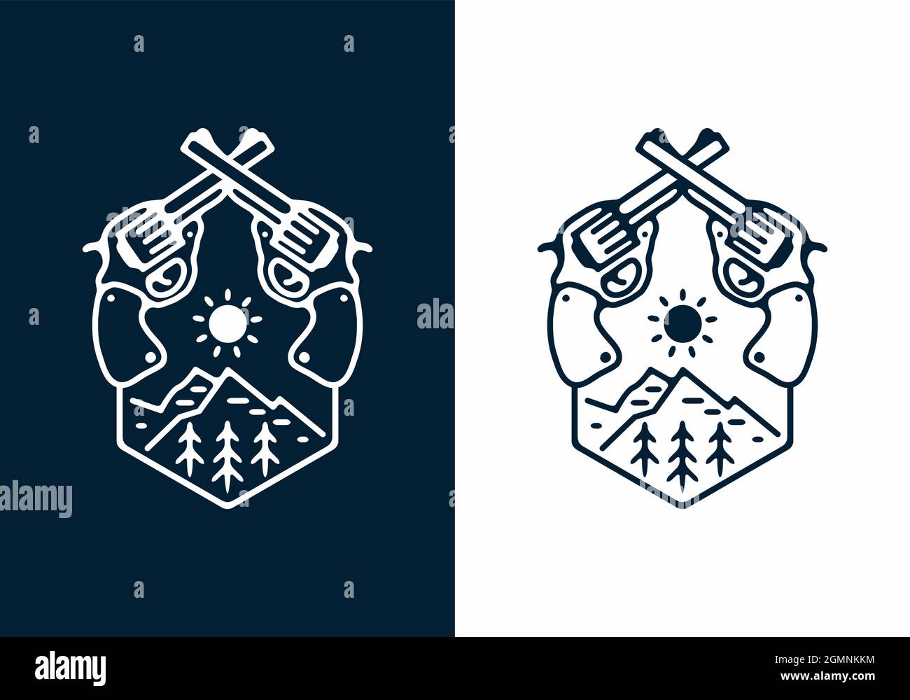 Two guns line art illustration design Stock Vector Image & Art - Alamy