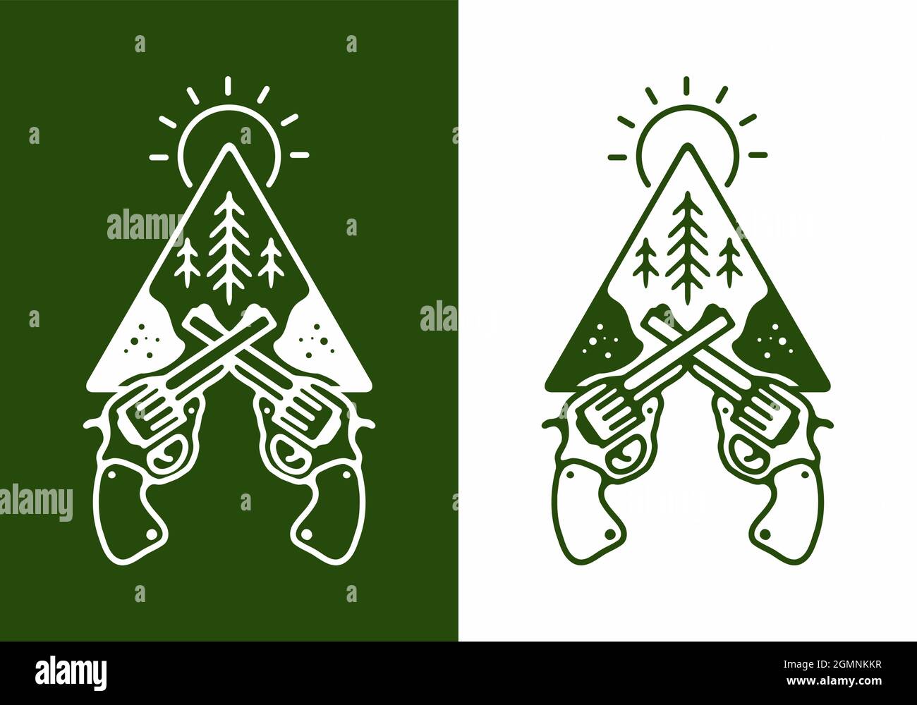 Two guns line art illustration design Stock Vector Image & Art - Alamy