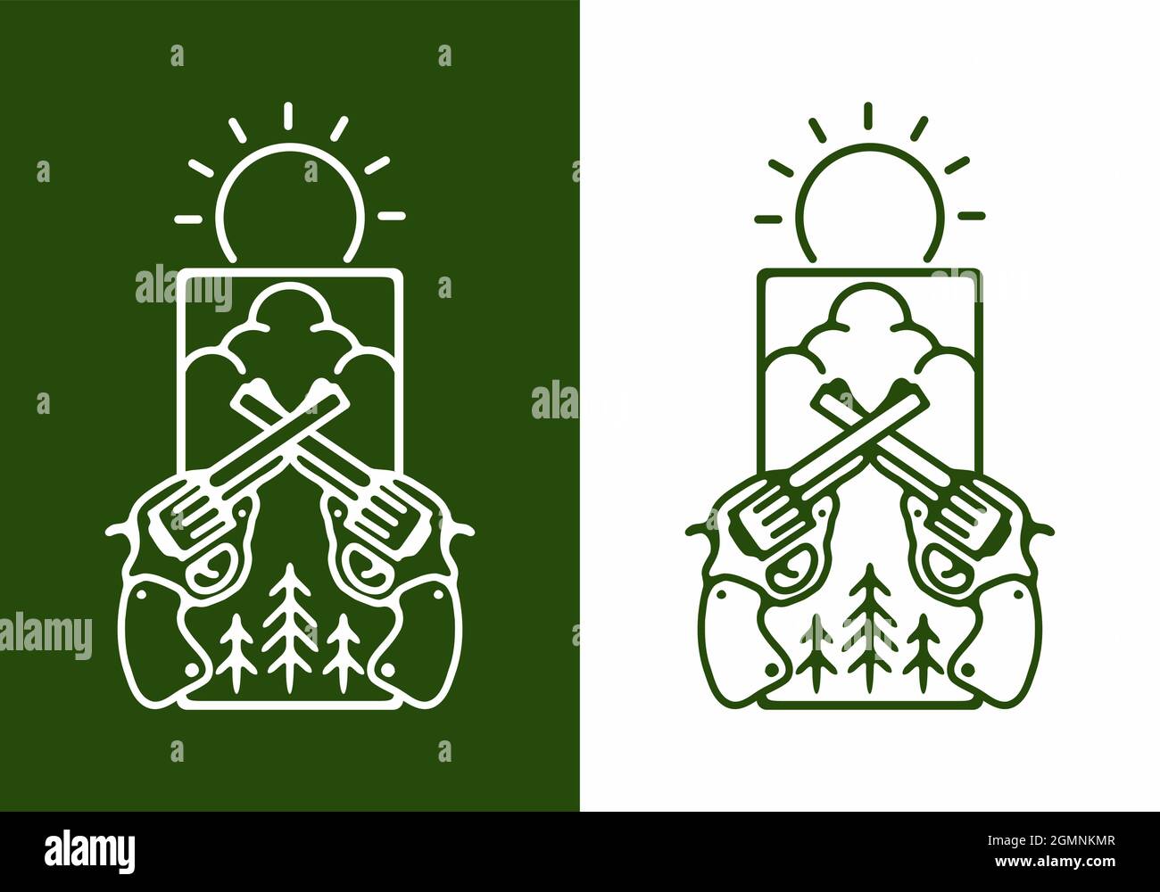 Two guns line art illustration design Stock Vector Image & Art - Alamy