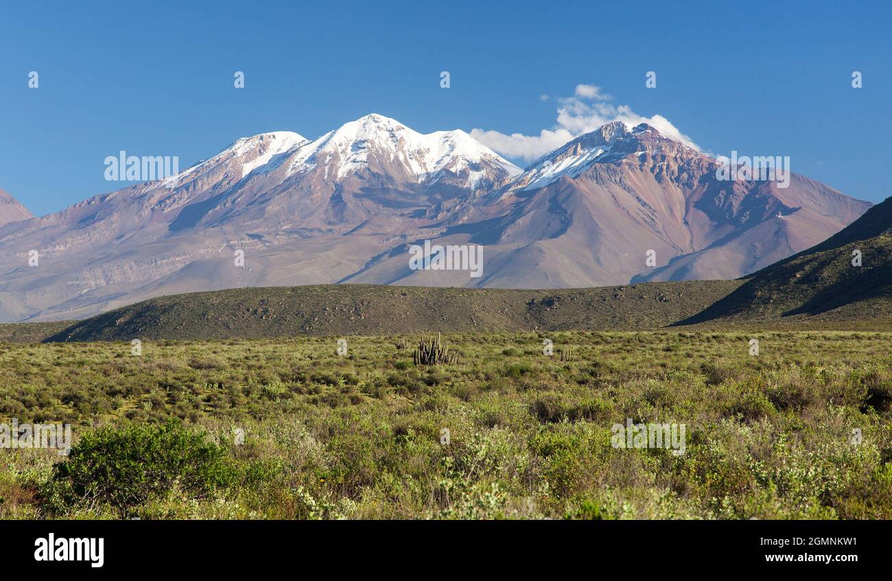 Chachani volcano, one of the best of volcanoes near Arequipa city in ...