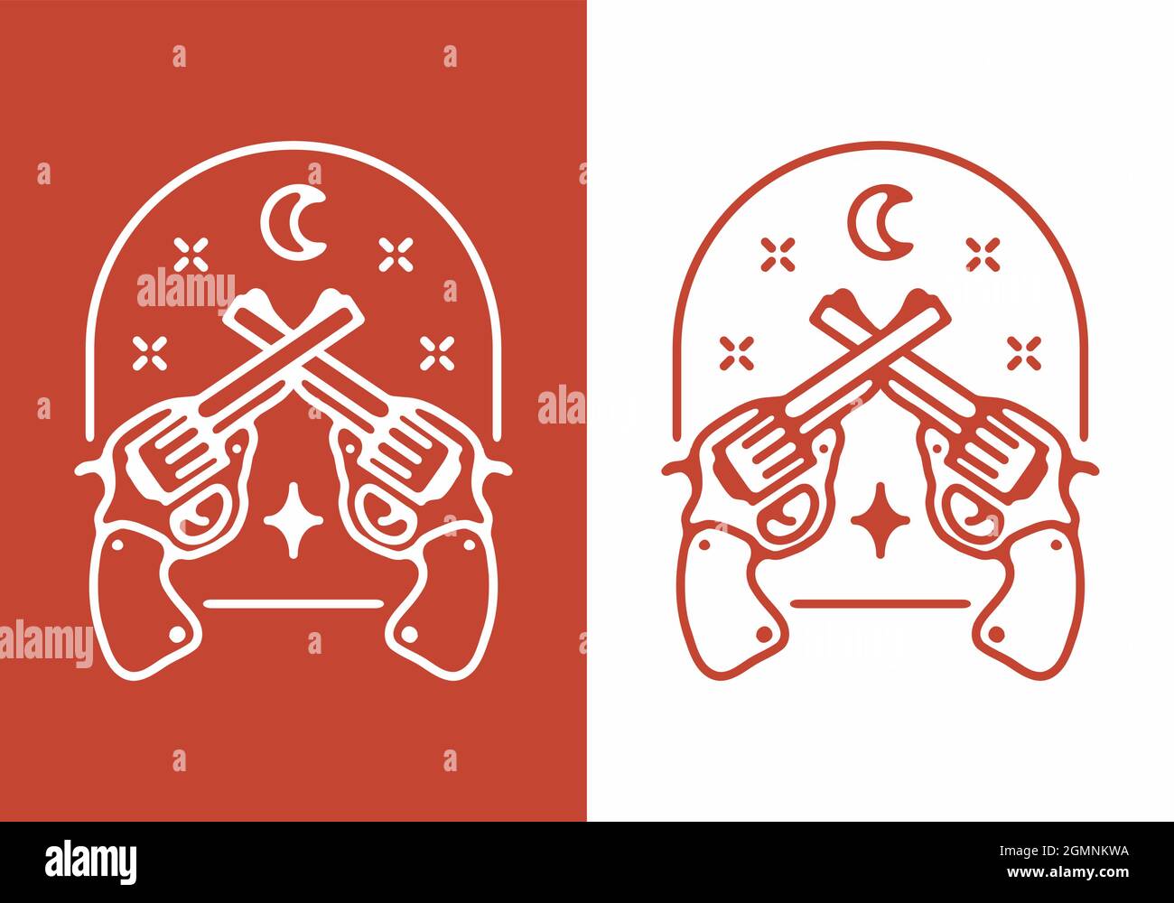 Two guns line art illustration design Stock Vector Image & Art - Alamy