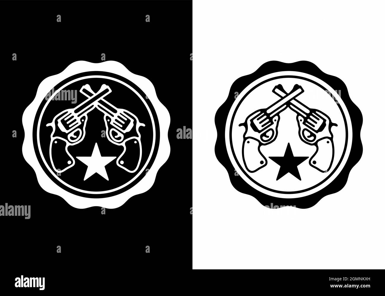 Two guns line art illustration design Stock Vector Image & Art - Alamy