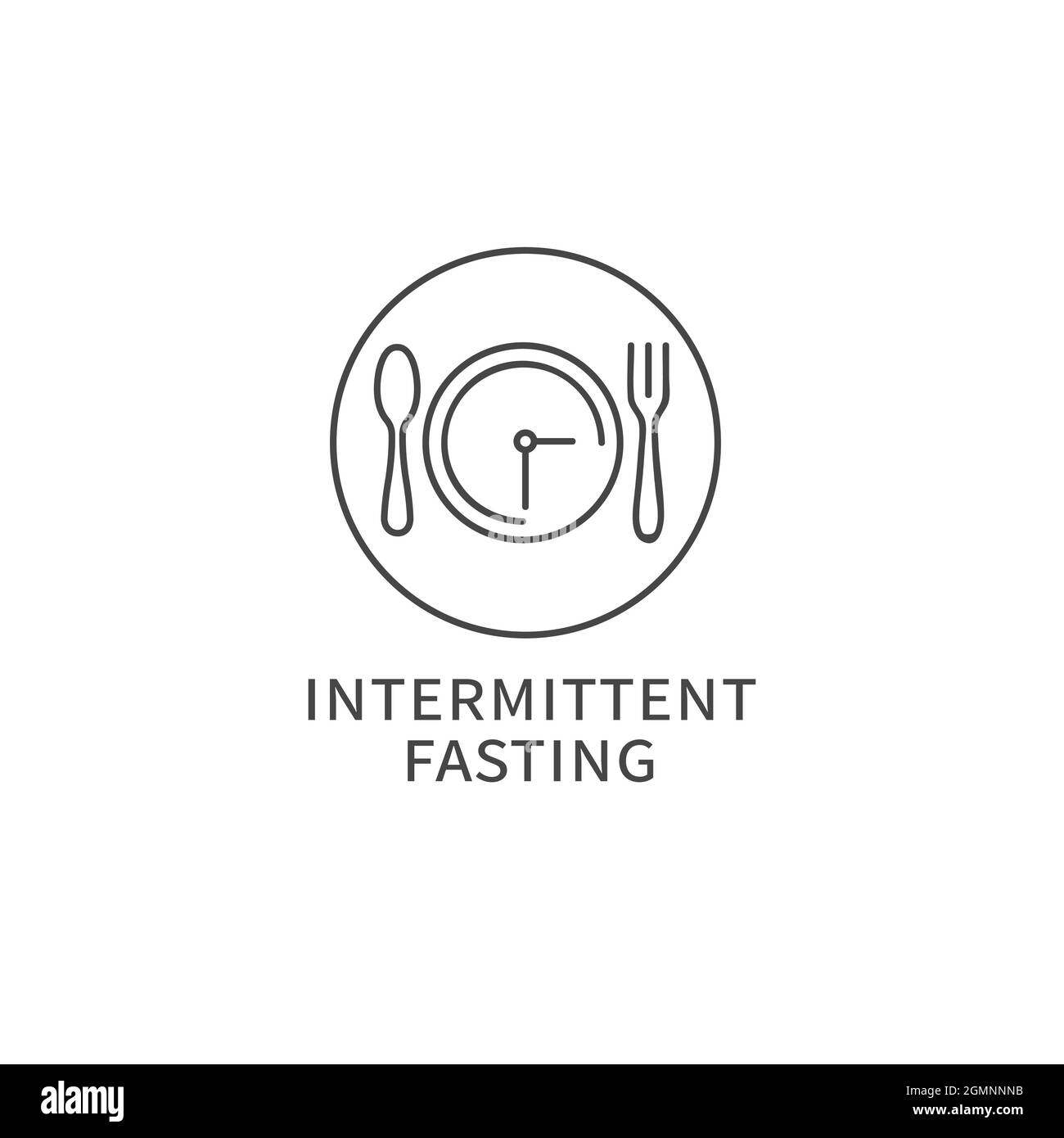 Vector line logo, badge or icon - intermittent diet. Symbol of healthy ...