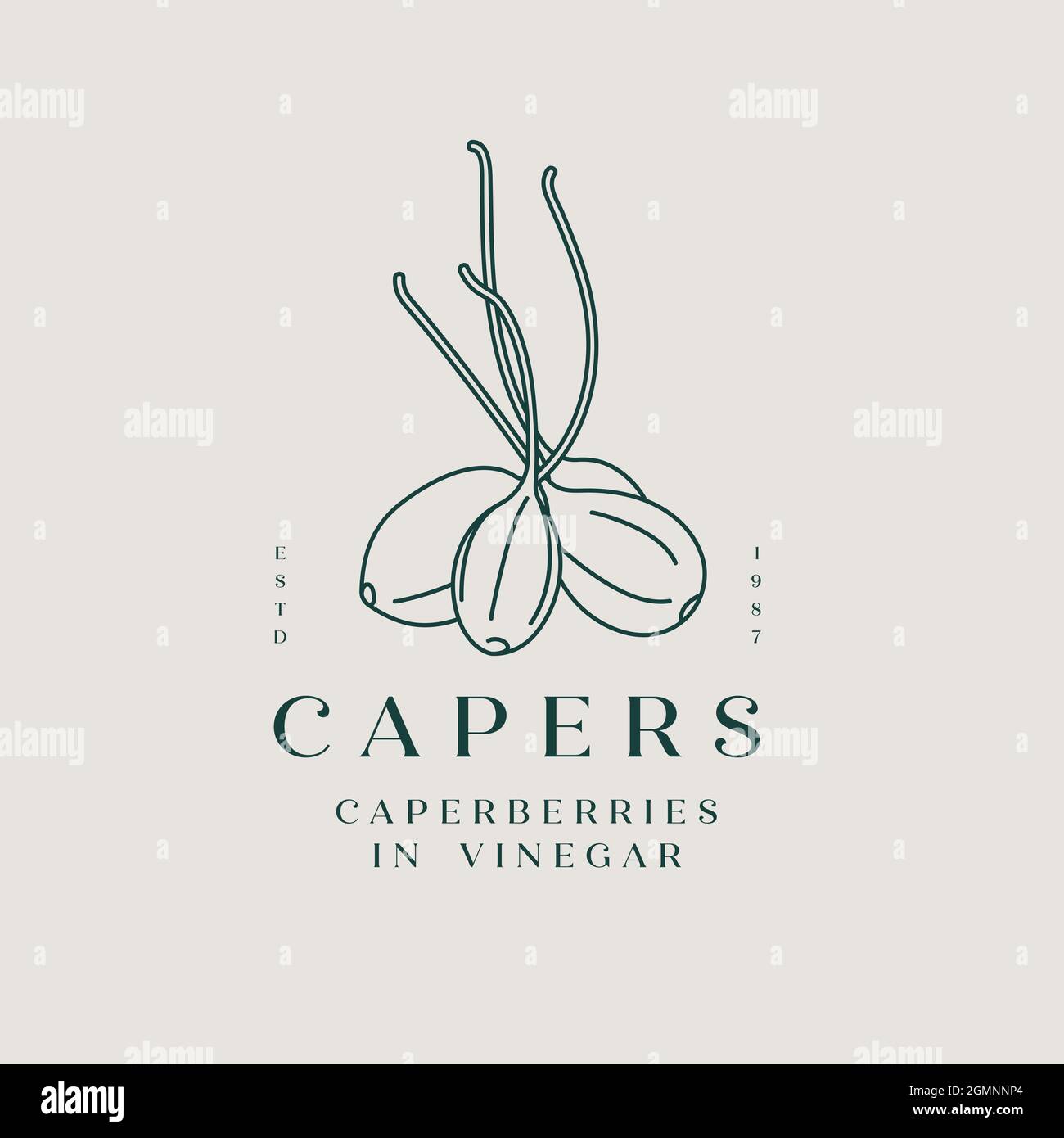 Vector illustration pickled capers - simple linear style. Logo ...