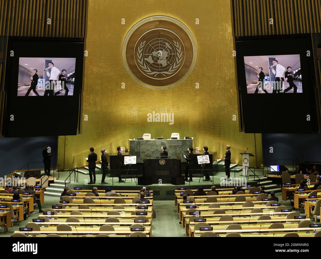 New York, United States. 20th Sep, 2021. Members of South Korean boy ...